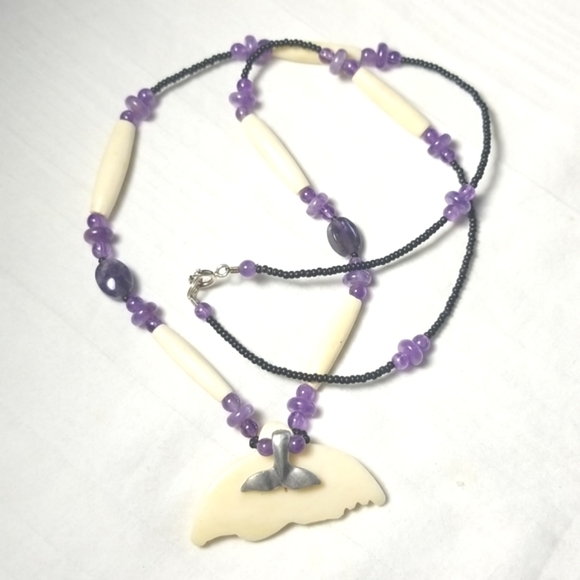 Jewelry | Vintage Sterling Silver Amethyst Sea Shell Fin Necklace ...